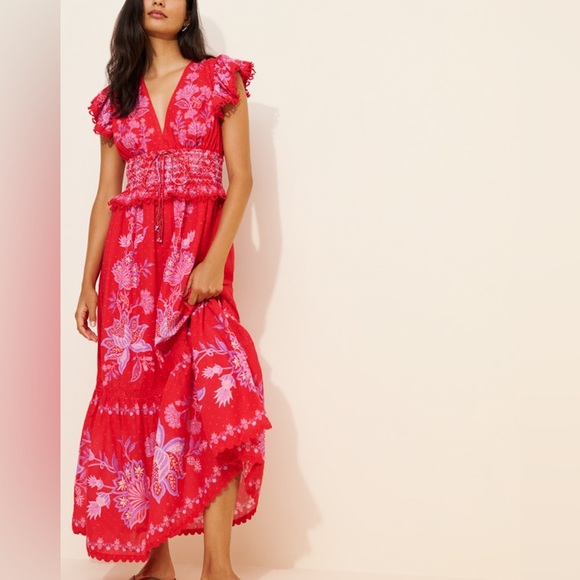 FARM Rio | Dresses | Farm Rio Shell Garden Maxi Dress Size Medium ...